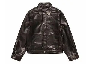 StüSsy Trucker Leather Jacket - Dark Brown | Editorialist